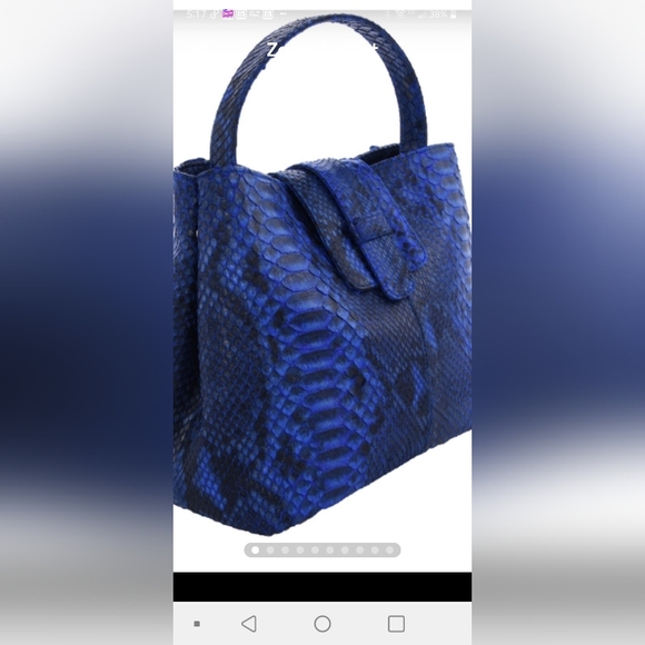 PELLA | Bags | 0 Pelle Python Snake Sapphire Blue Leather Satchel Coa ...
